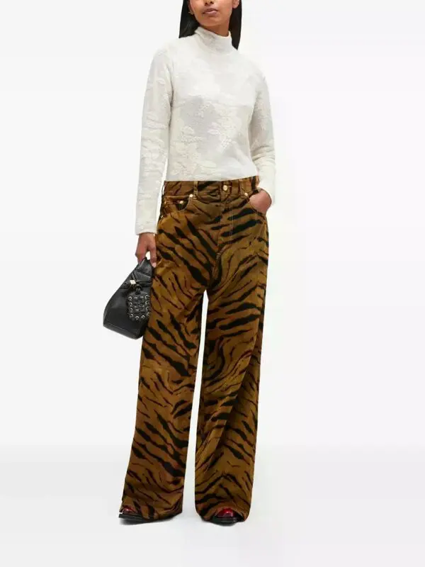 GANNI Zebra Print Straight Leg Jeans