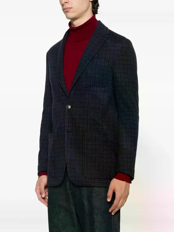 Canali Checked Two-button Blazer - Blue