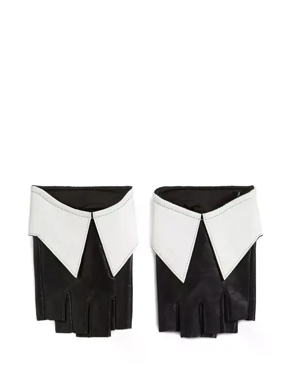 Karl Lagerfeld Collar-detail Fingerless Gloves - Black