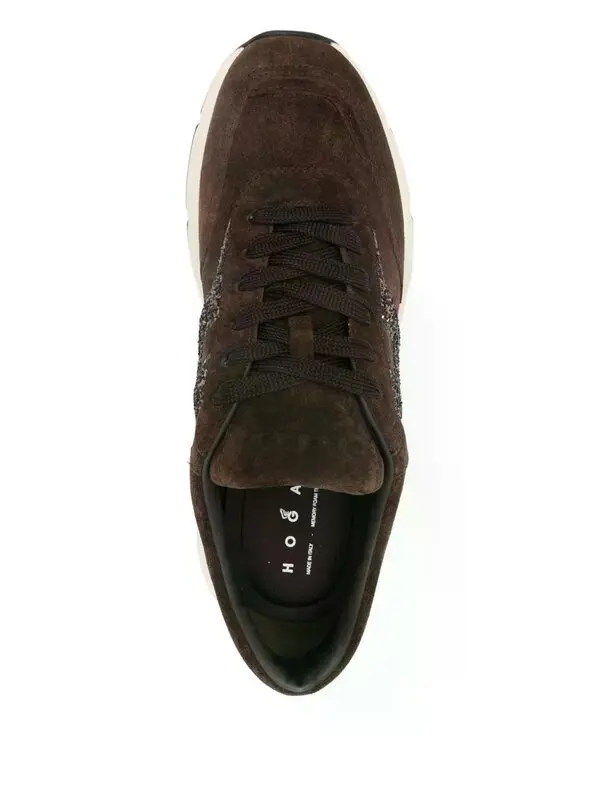 Hogan Glitter Logo Platform Trainers - Brown