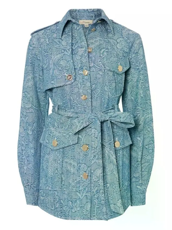 TEMPERLEY LONDON Floral-print Belted Denim Jacket