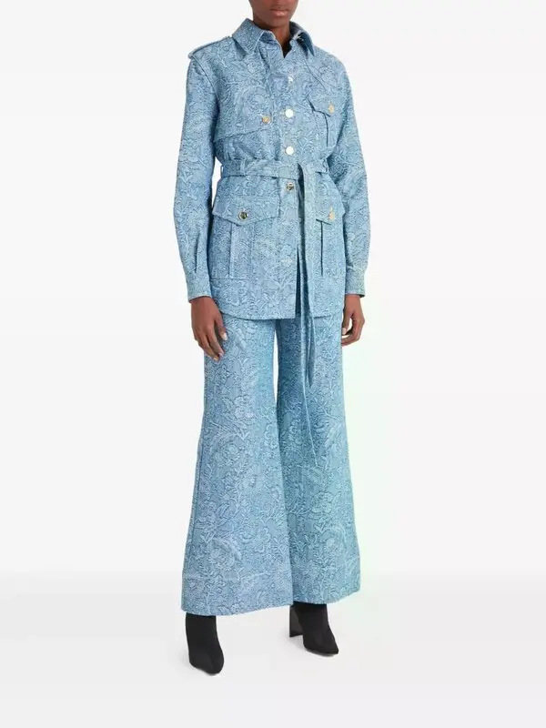 TEMPERLEY LONDON Floral-print Belted Denim Jacket