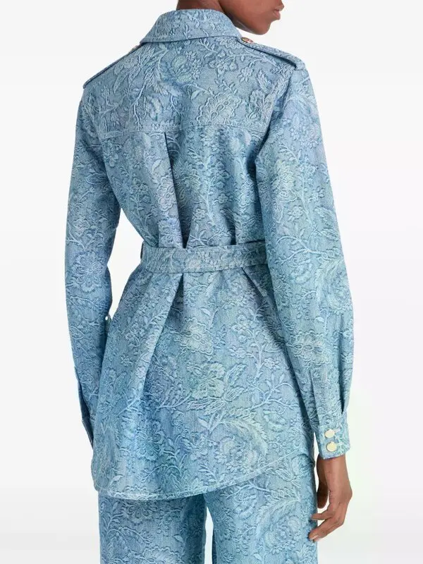 TEMPERLEY LONDON Floral-print Belted Denim Jacket