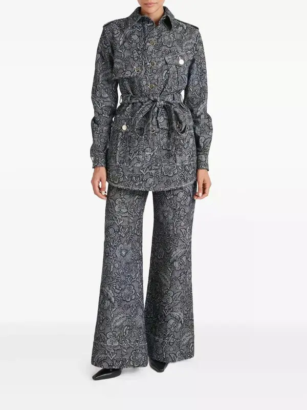 TEMPERLEY LONDON Floral-print Belted Denim Jacket