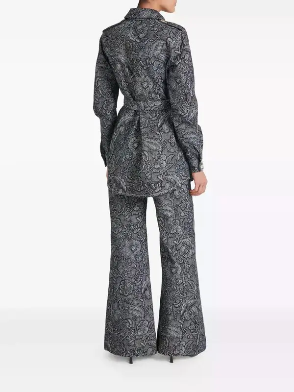 TEMPERLEY LONDON Floral-print Belted Denim Jacket