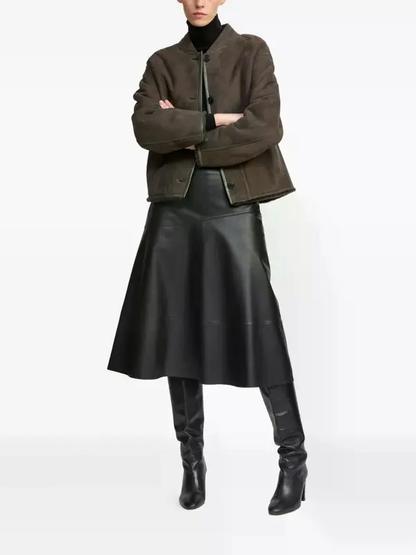 YVES SALOMON Suede Shearling Varsity Jacket