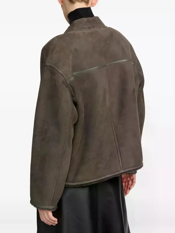 YVES SALOMON Suede Shearling Varsity Jacket