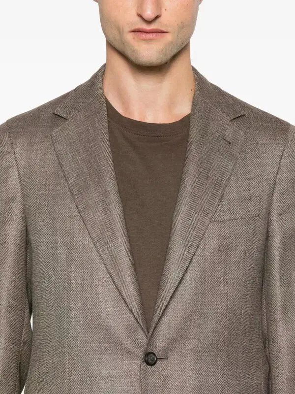 Canali Two-button Herringbone Jacket - Brown