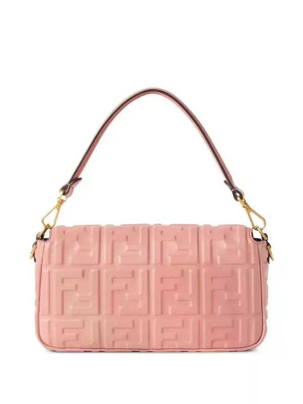 Fendi Baguette Ff Motif-embossed Shoulder Bag - Pink