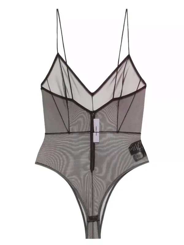 Alex Perry V-neck Zip Bodysuit - Brown