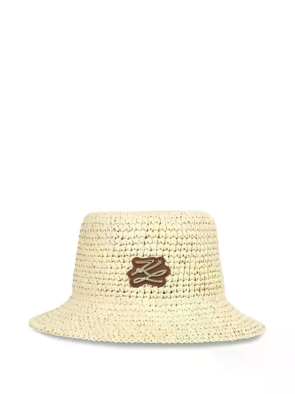 Karl Lagerfeld Crochet Knit Bucket Hat - Neutrals