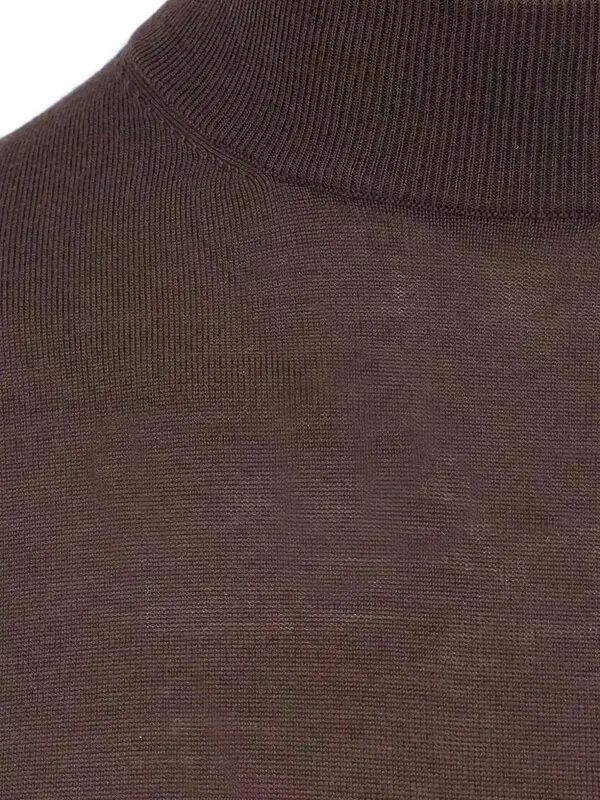FILIPPO DE LAURENTIIS Mock-neck Merino Wool Sweater - Brown