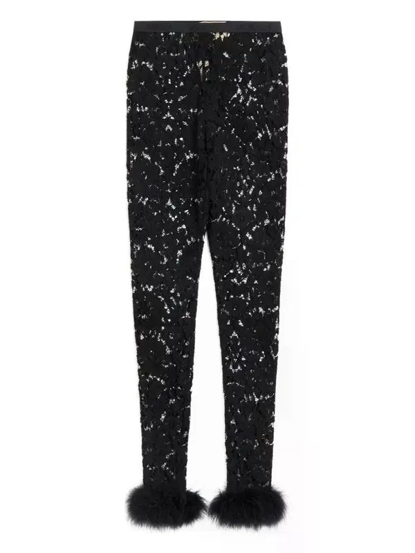 Valentino Garavani Feather-detail Lace Leggings