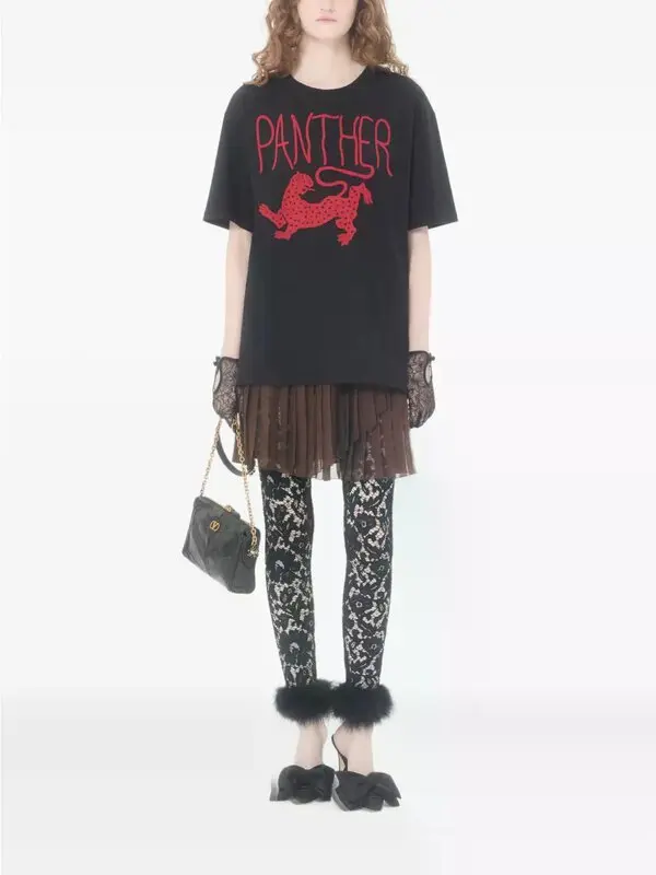 Valentino Garavani Feather-detail Lace Leggings