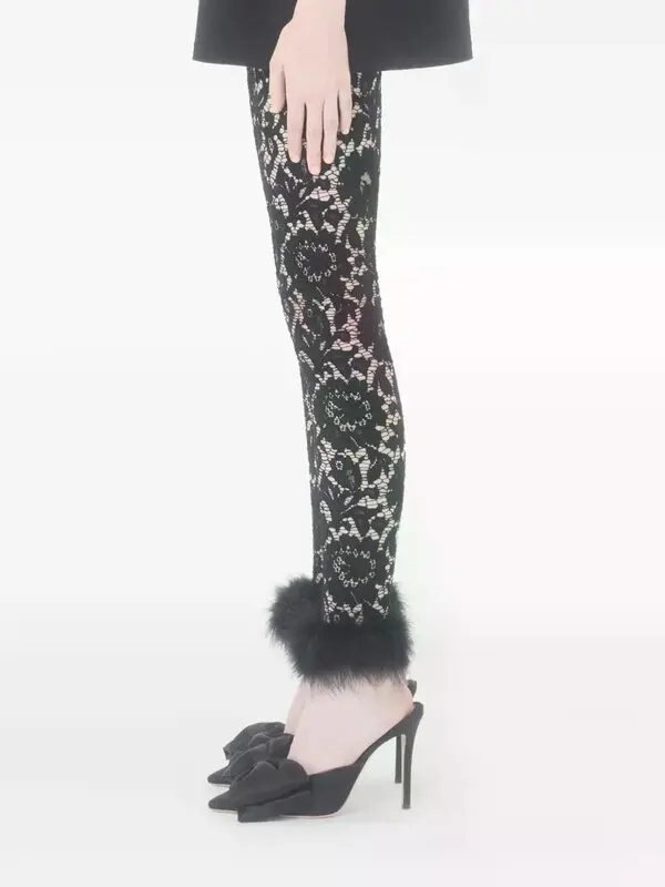Valentino Garavani Feather-detail Lace Leggings