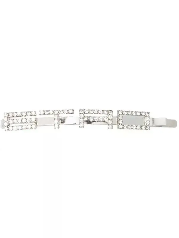Etro Crystal-embellished Logo Hair Clip - Silver