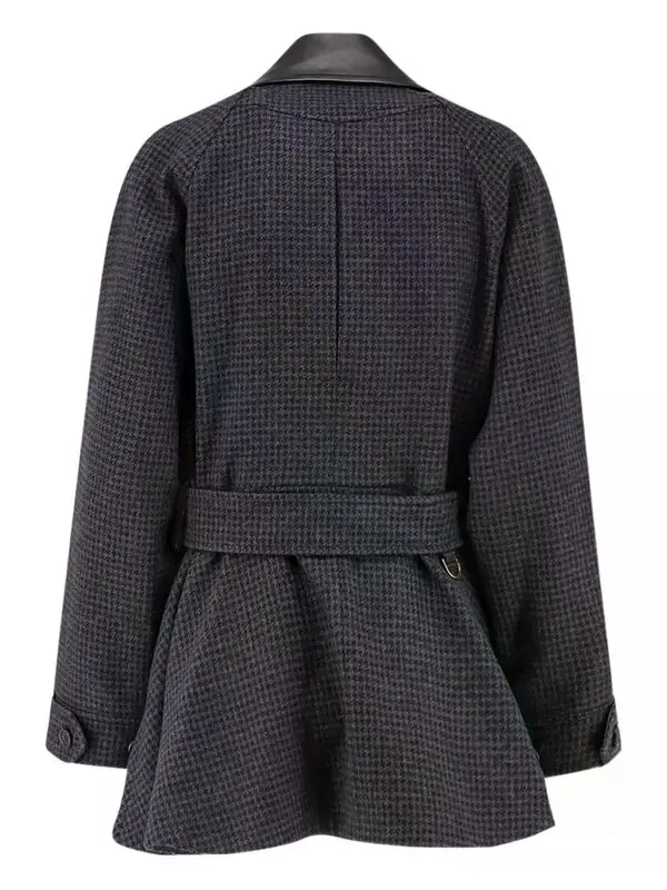 Chloé Houndstooth Trench With Leather Collar