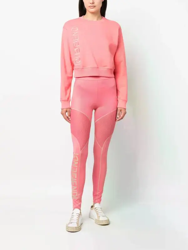 Fendi Cropped Embroidered Logo Sweatshirt