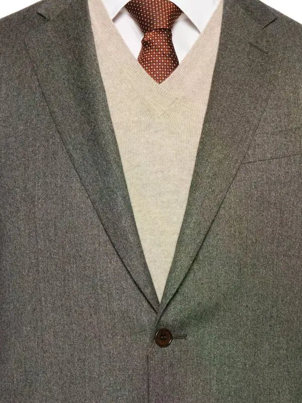 Canali Herringbone Wool Suit - Brown