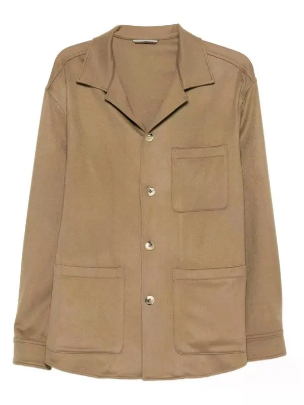 Canali Patch-pocket Buttoned Shirt Jacket - Brown