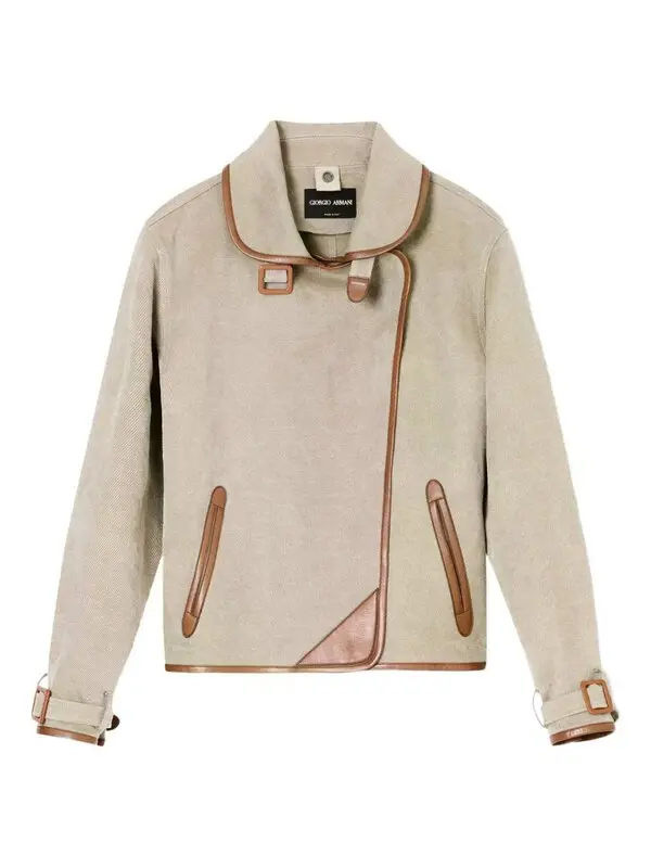 Giorgio Armani Buckled-cuff Contrast-trim Jacket