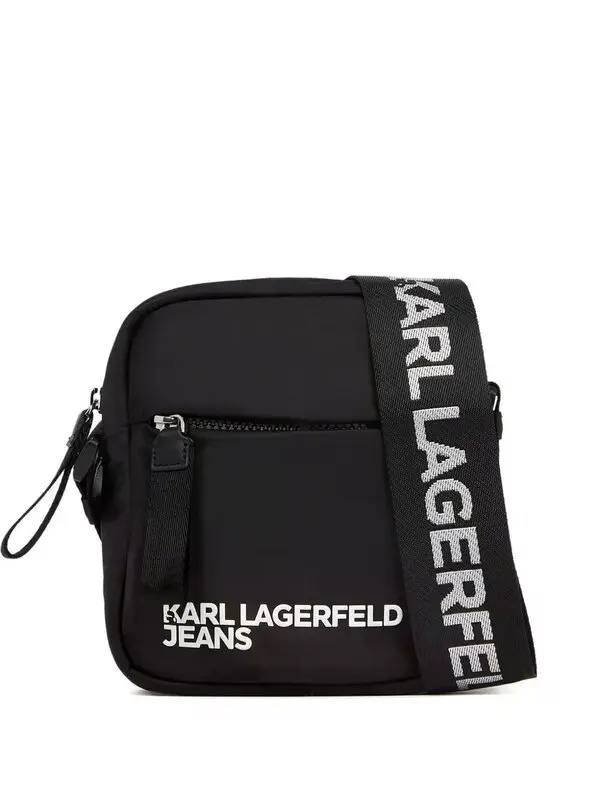 Karl Lagerfeld Messenger Bag With Logo Strap - Black