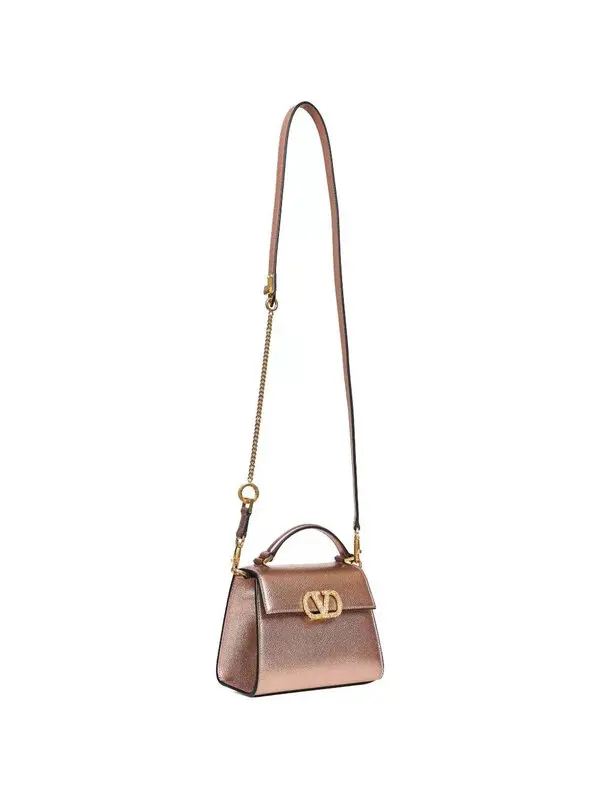 Valentino Garavani Vsling Mini Handbag In Laminated Grainy Calfskin With Jewel Logo