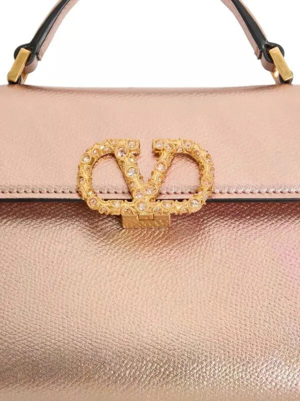 Valentino Garavani Vsling Mini Handbag In Laminated Grainy Calfskin With Jewel Logo