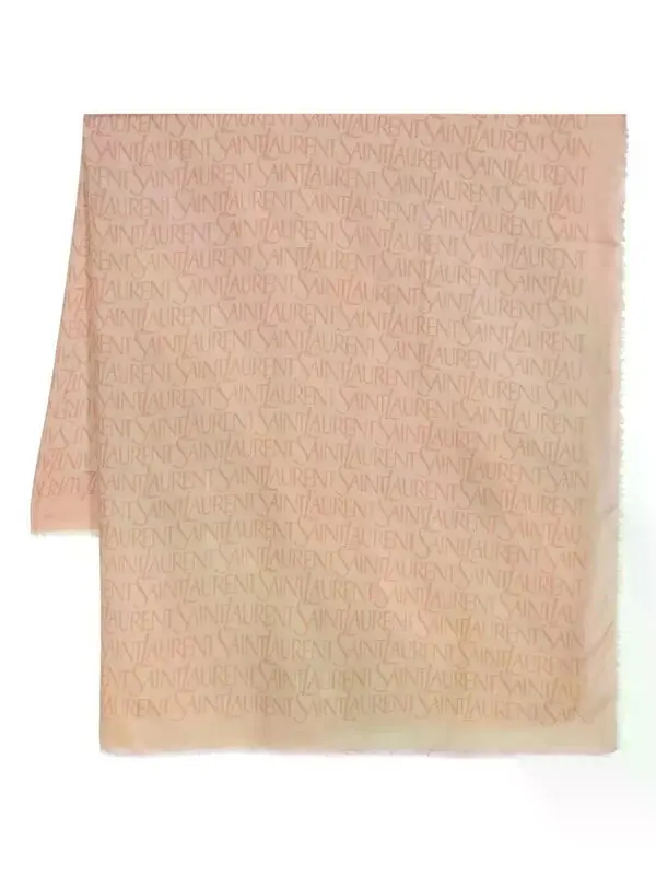 Saint Laurent Logo-jacquard Scarf - Brown