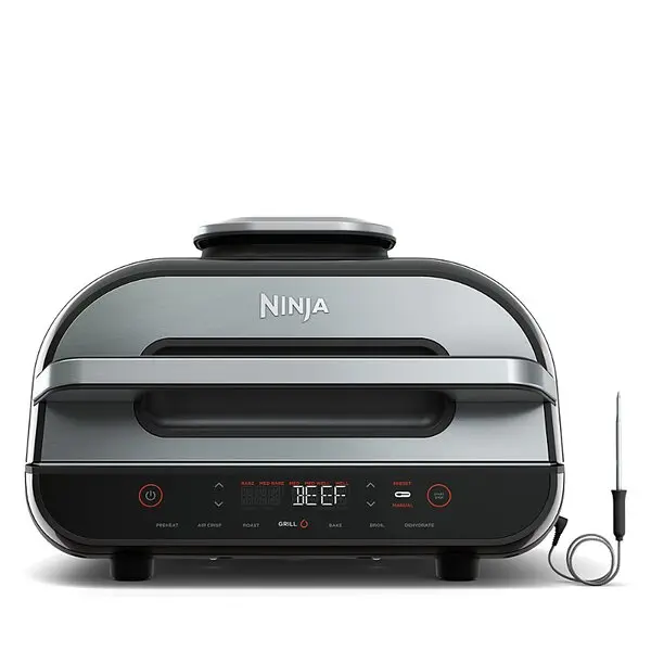 NINJA Fg551 Foodi Smart Xl 6 In 1 Indoor Grill With 4 Quart Air Fryer, Roast, Bake, Dehydrate, Broil, And Smart Cook System - Black