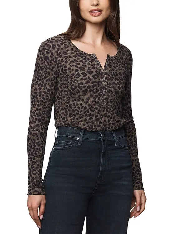 Splendid Leo Forever Henley Top - Leaopard Print
