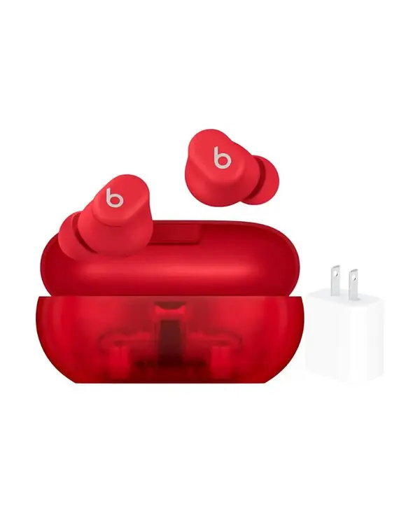 BEATS Solo Buds True Wireless Earbuds + Power Adapter - Transparent Red