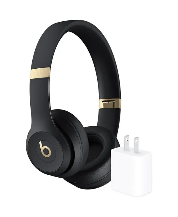 BEATS Solo 4 True Wireless On-ear Headphones + Power Adapter - Black Gold