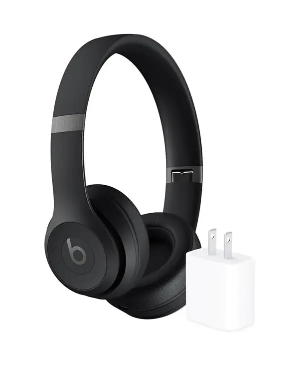 BEATS Solo 4 True Wireless On-ear Headphones + Power Adapter - Matte Black