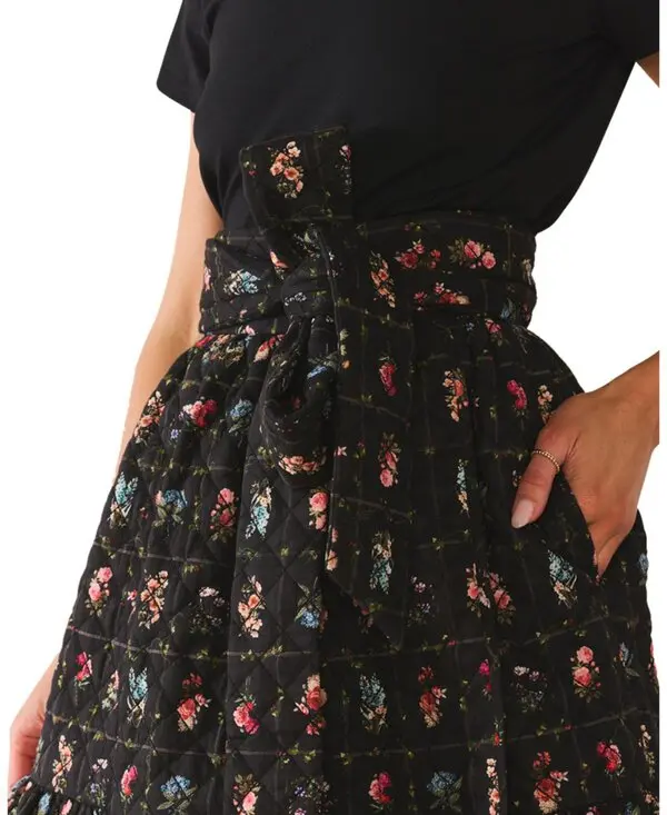 EDDY Quilted Floral Print Skirt