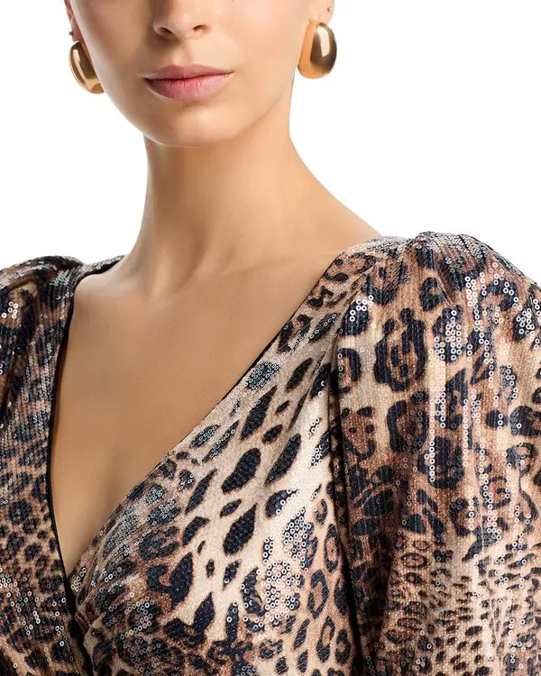Aqua X Salvo Rizza Sequined Animal Print Mini Dress