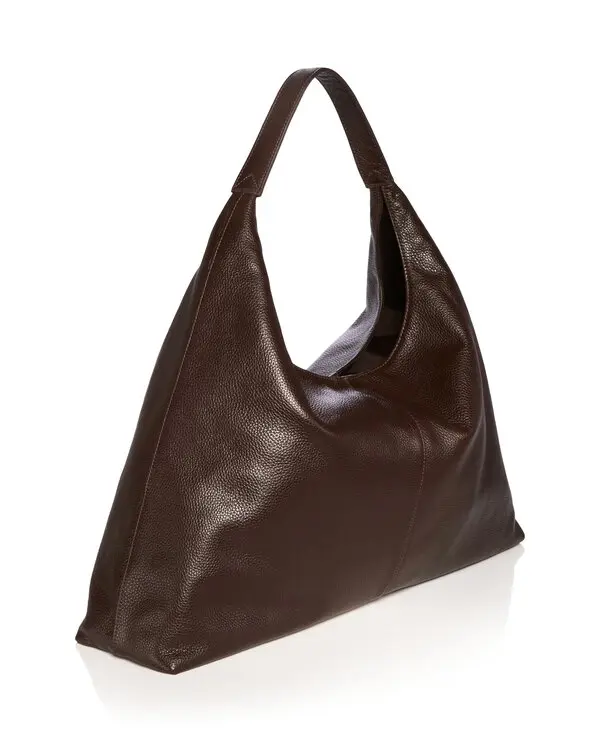 Aqua Slouchy Leather Hobo Tote - Chocolate