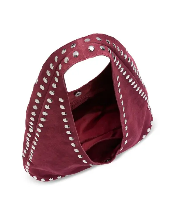 Aqua Studded Suede Hobo Bag - Burgundy