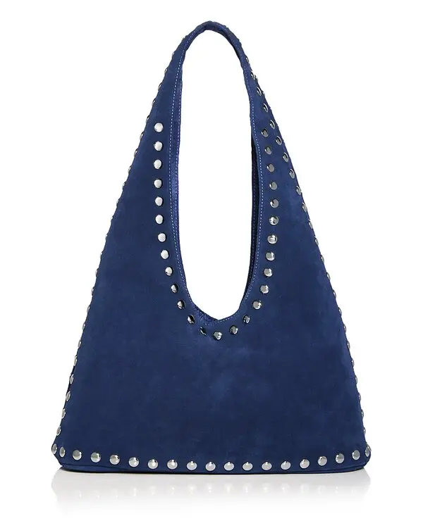 Aqua Studded Suede Hobo Bag