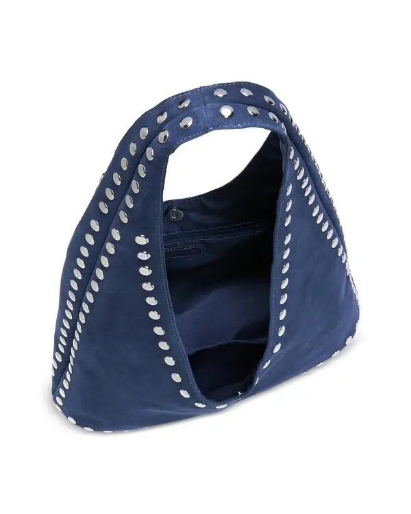Aqua Studded Suede Hobo Bag