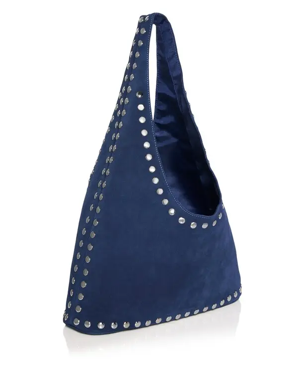 Aqua Studded Suede Hobo Bag