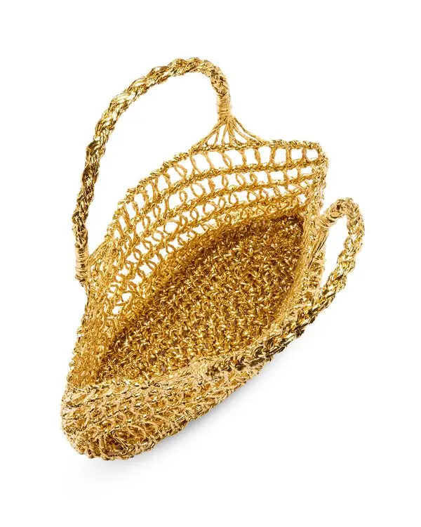 Aqua Woven Metallic Tote - Gold