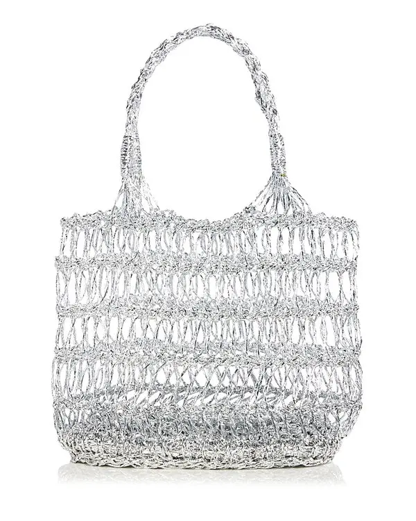 Aqua Woven Metallic Tote