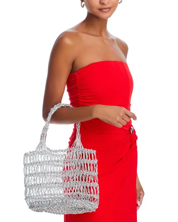 Aqua Woven Metallic Tote