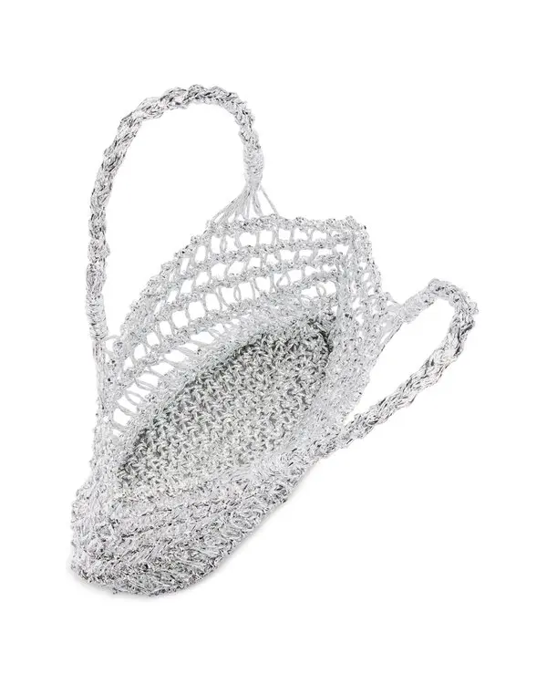 Aqua Woven Metallic Tote