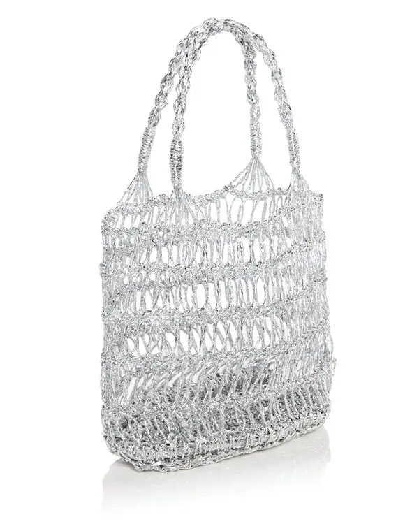 Aqua Woven Metallic Tote