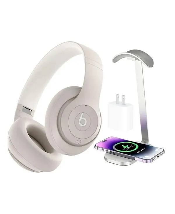 BEATS Studio Pro-wireless Noise Cancelling Over-the-ear Headphones With Power Adapter & Headphone Stand/charging Pad - Sandstone