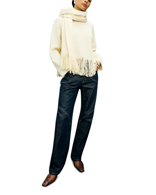 Rails Lise Wool-blend Mock Neck Sweater - Ivory Fringe