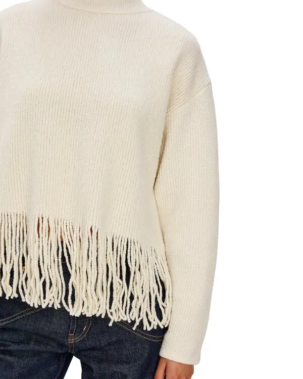 Rails Lise Wool-blend Mock Neck Sweater - Ivory Fringe