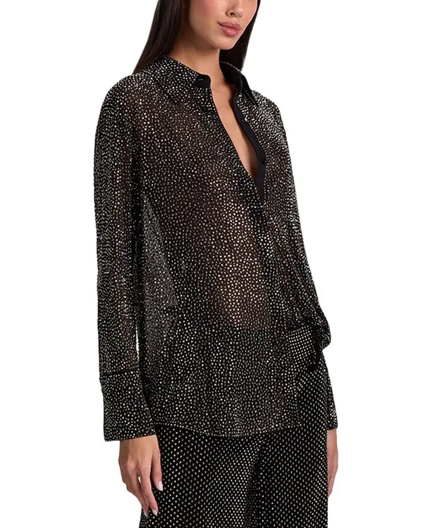 Alice + Olivia Embellished Button-down Top
